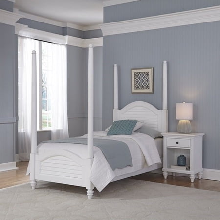 Home Styles Bermuda 2 Piece Wood Twin Poster Bedroom Set in White ...