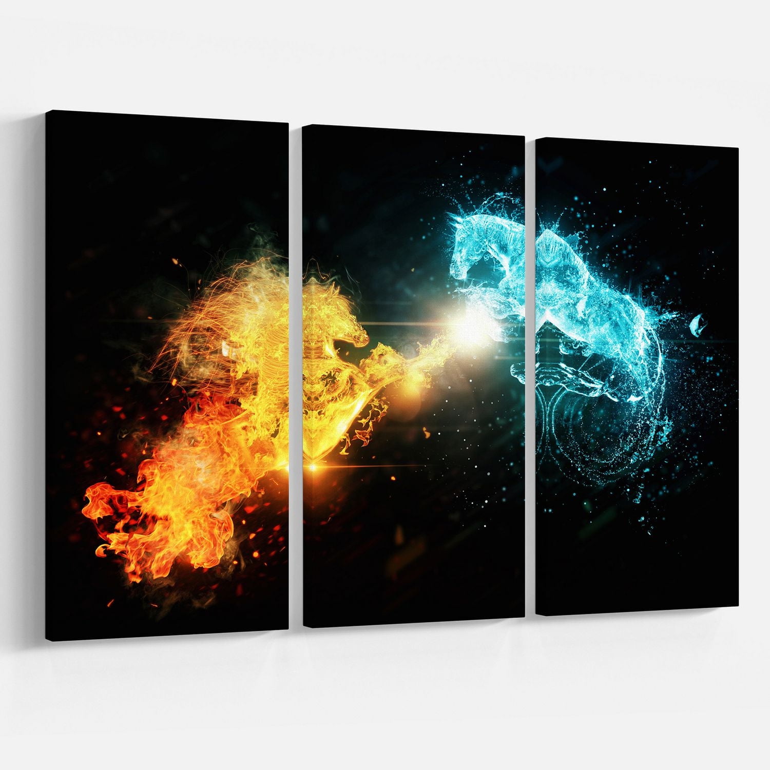 Click here for Designart Design Art Fire And Water Abstract Horse... prices