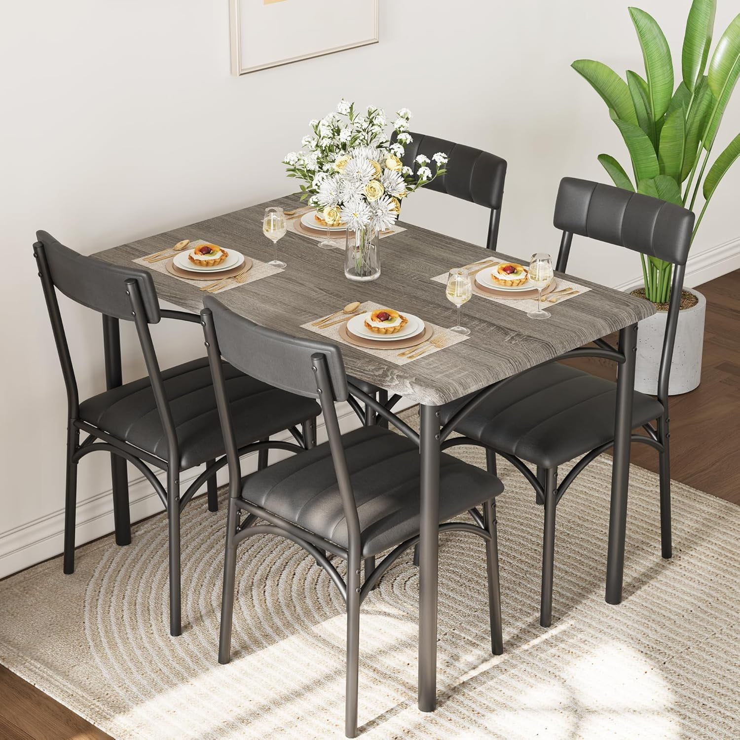 Click here for Cozony Wood Dining Table Set For 4 With Upholstere... prices
