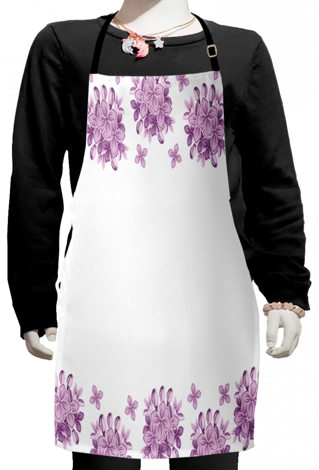 Flowers Kids Apron, Gardening Theme Illustration of Lilac Flowers ...