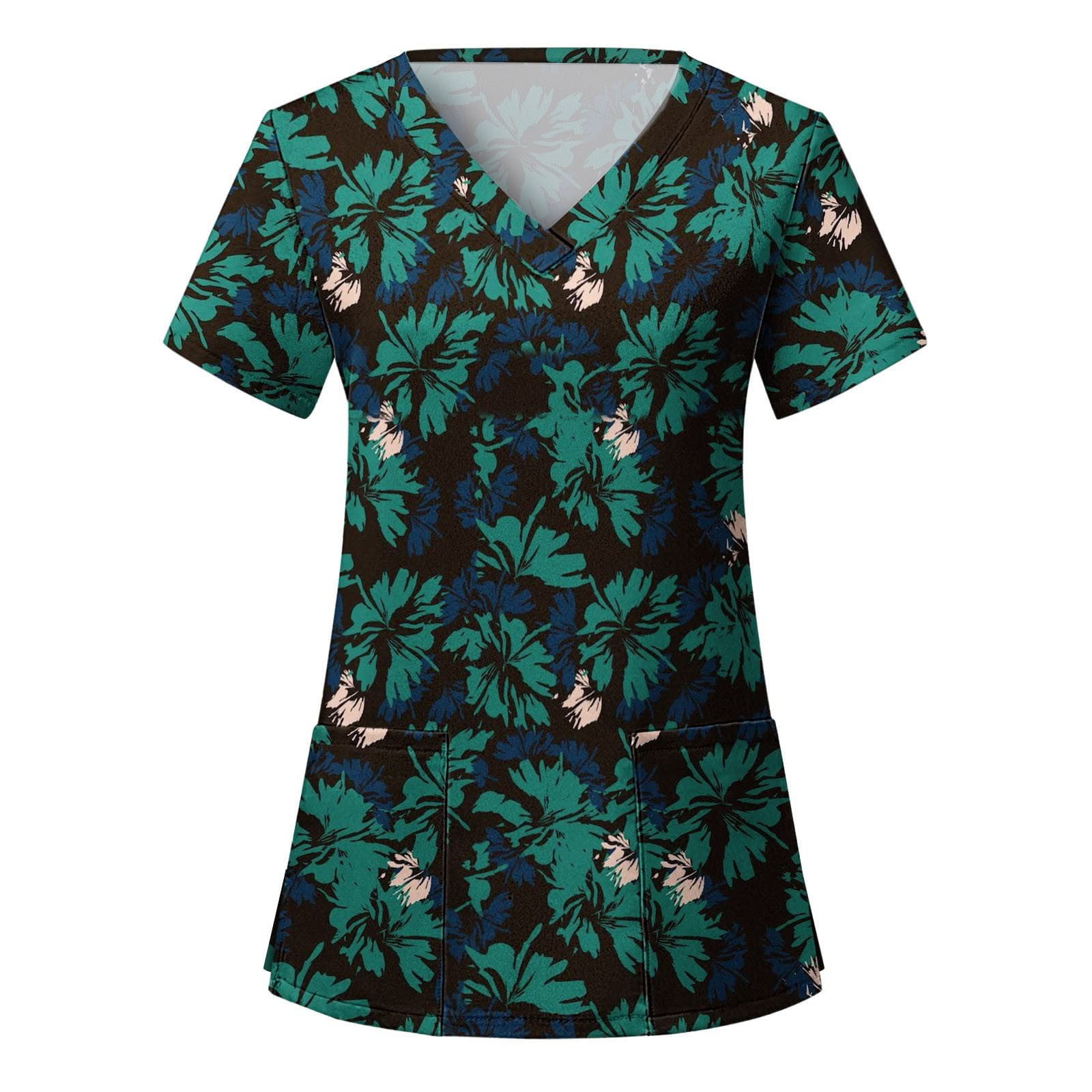 EQWLJWE Plus Size Scrub Tops Medical Uniforms for Women Scrub Top Retro ...