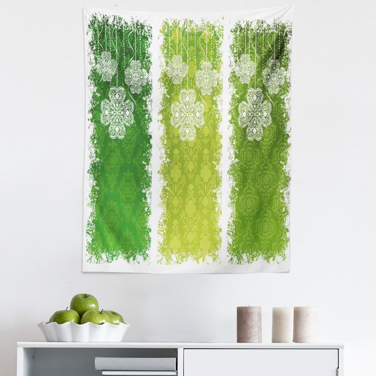 Irish Tapestry, Aged Vintage Antique on Green Toned Color Bands Celtic ...