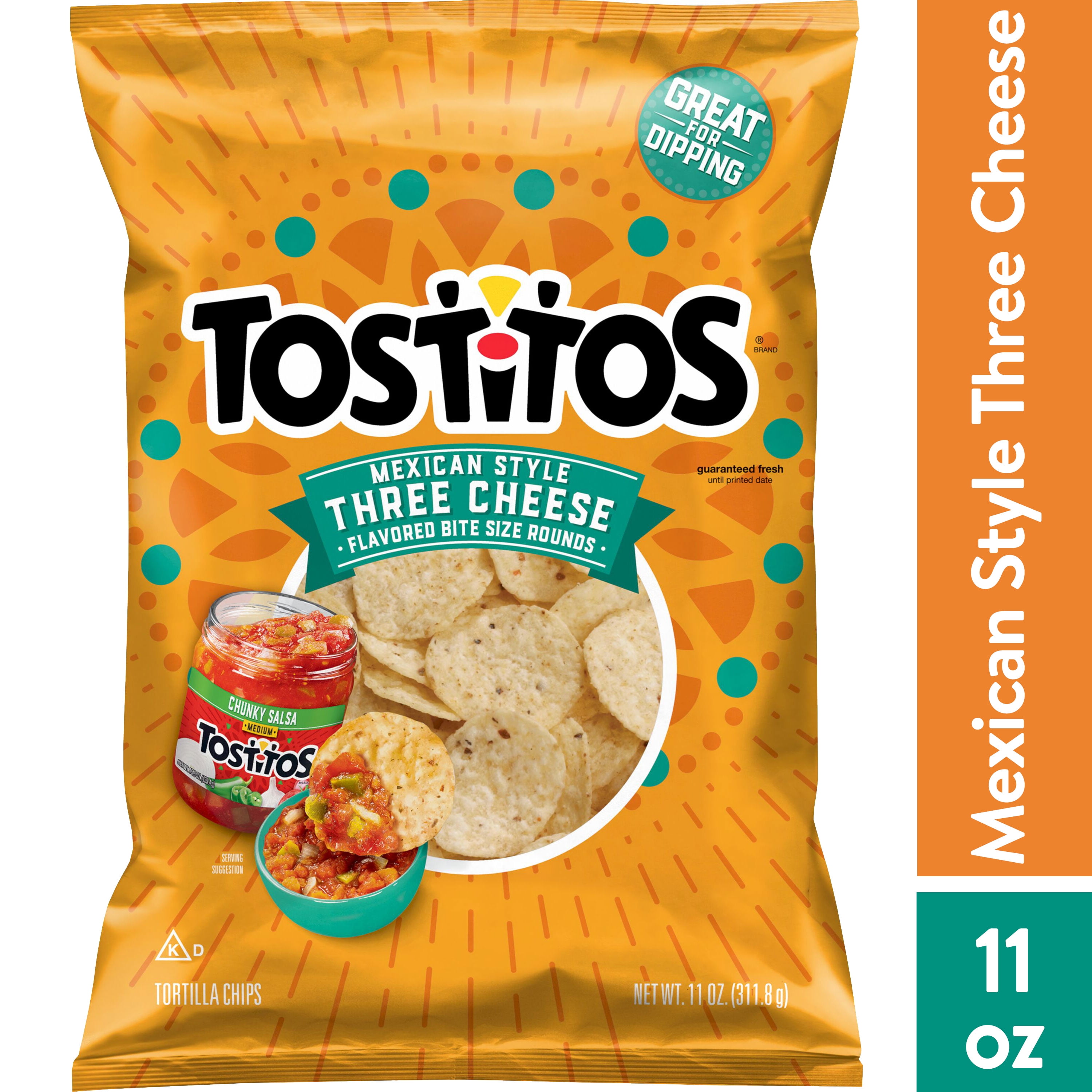 Tostitos Mexican Style Three Cheese Tortilla Round Chips, 11 oz ...