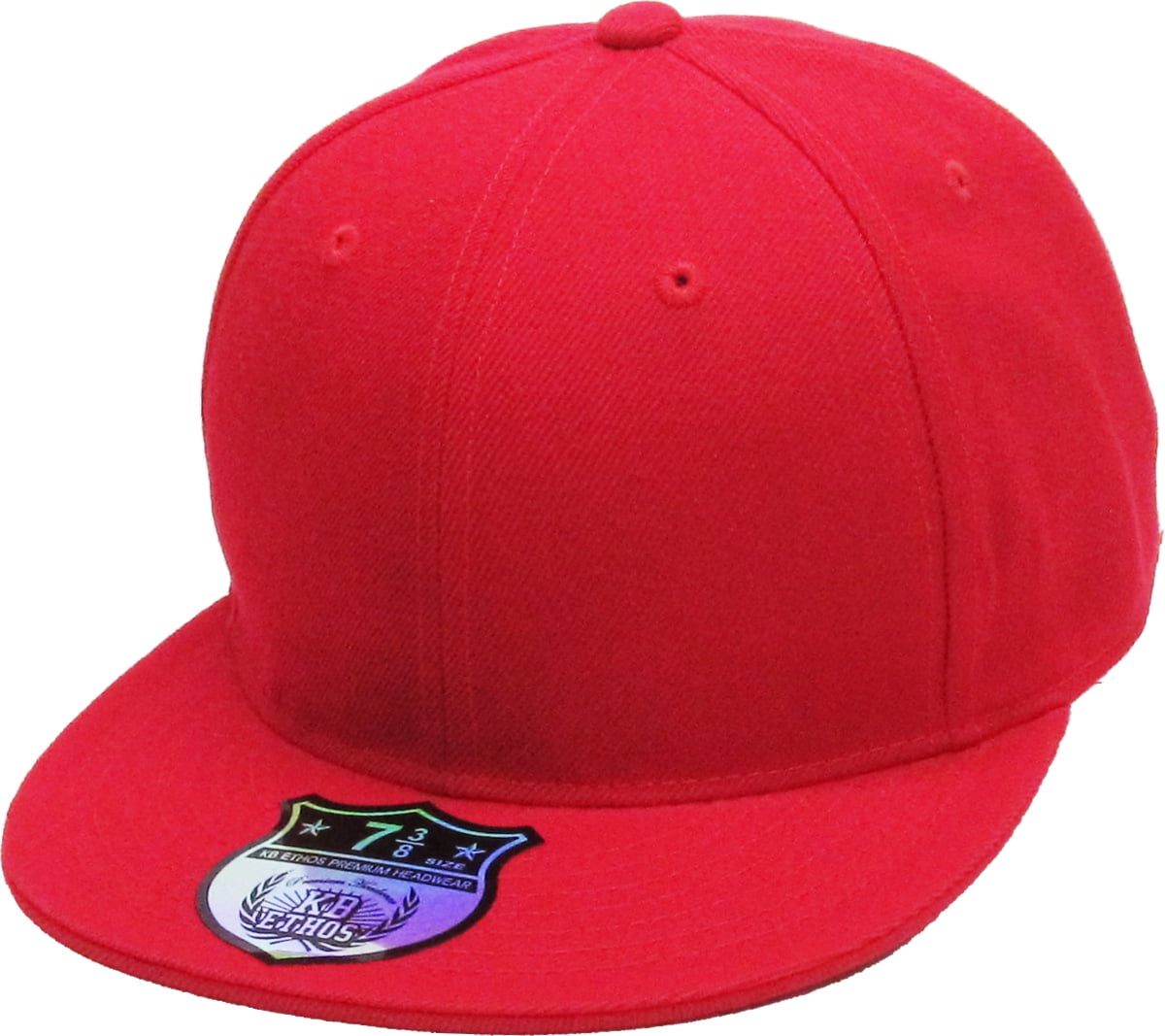 Solid Flat Brim Bill Fitted Baseball Cap - Walmart.com