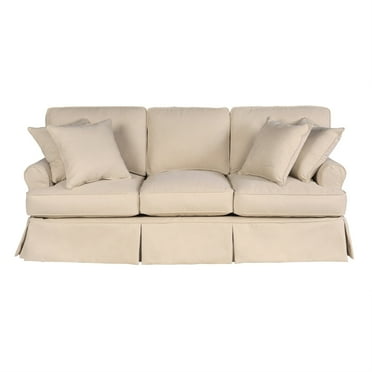 Sunset Trading Warm White T-Cushion Sofa Slipcover | Horizon Collection, Cotton - Walmart.com