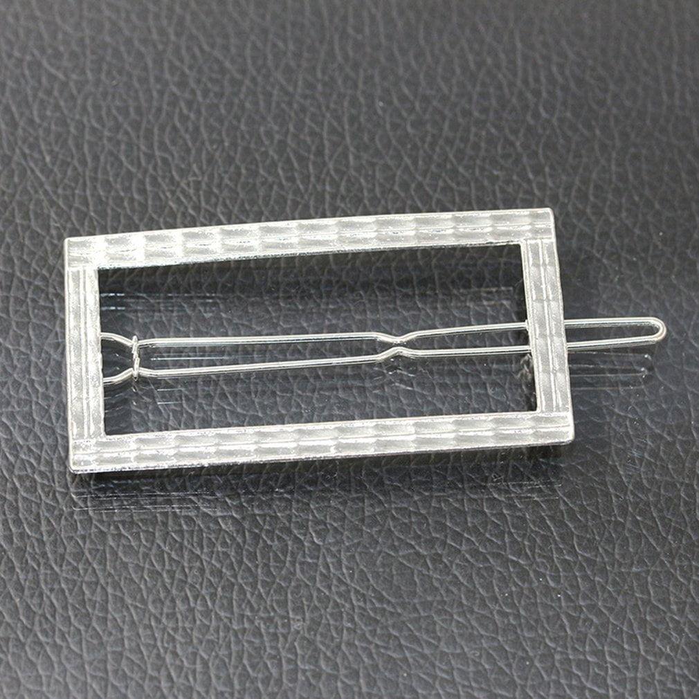 Unilife Korean Rectangular Hollowed-Out Hair Clip Double Row Of Alloy ...