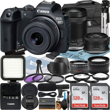 Canon EOS R7 Mirrorless Camera (Body Only) + 128 GB Memory + Tripod ...