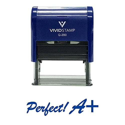 Vivid Stamp Perfect A+ Teacher Self Inking Rubber Stamp (Blue Ink ...