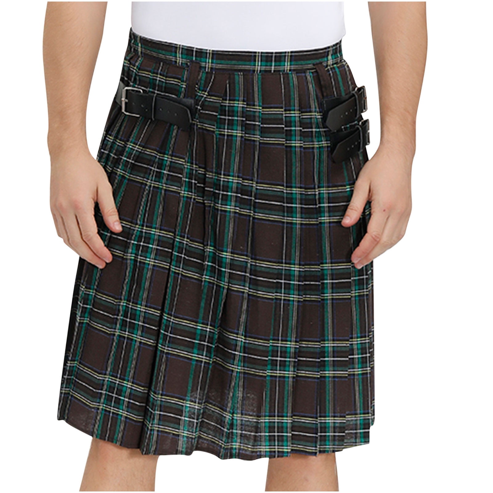 SOOMLON Mens Scottish Utility Kilts Vintage Gothic Pleated Skirts Punk ...