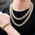 6-14mm Titanium Cuban Necklace Hip Hop 18k Gold Plated Cuban Bracelet ...