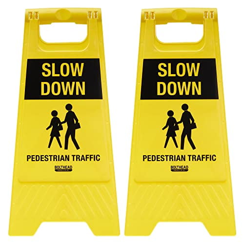 Slow Down Pedestrian Traffic Sign 2pk Double-Sided Outdoor Road Safety ...