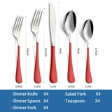 MDEALY 20-Piece Red Silverware Set for 4, 18/0 Stainless Steel Flatware ...