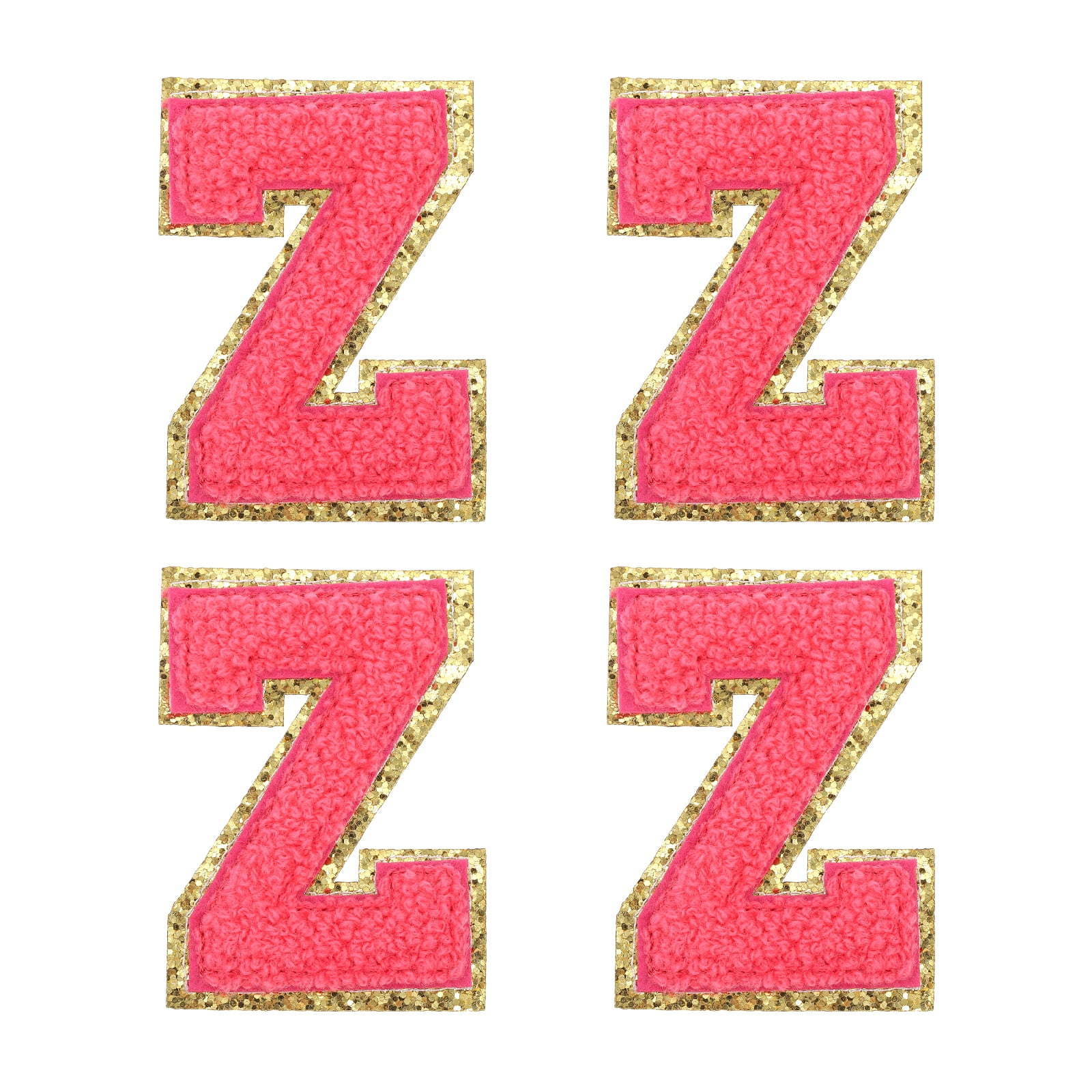 Uxcell 4Pcs Chenille Letter Patches Iron on Letter Patches Rose Red Z ...