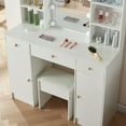 Yamissi Vanity Desk Set w/ LED Lighted Mirror, Stool, 3 Drawers, 6 ...