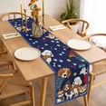 Cartoon Dogs Table Runner - 108 Inch Long Navy Blue Cute Animals Dogs ...
