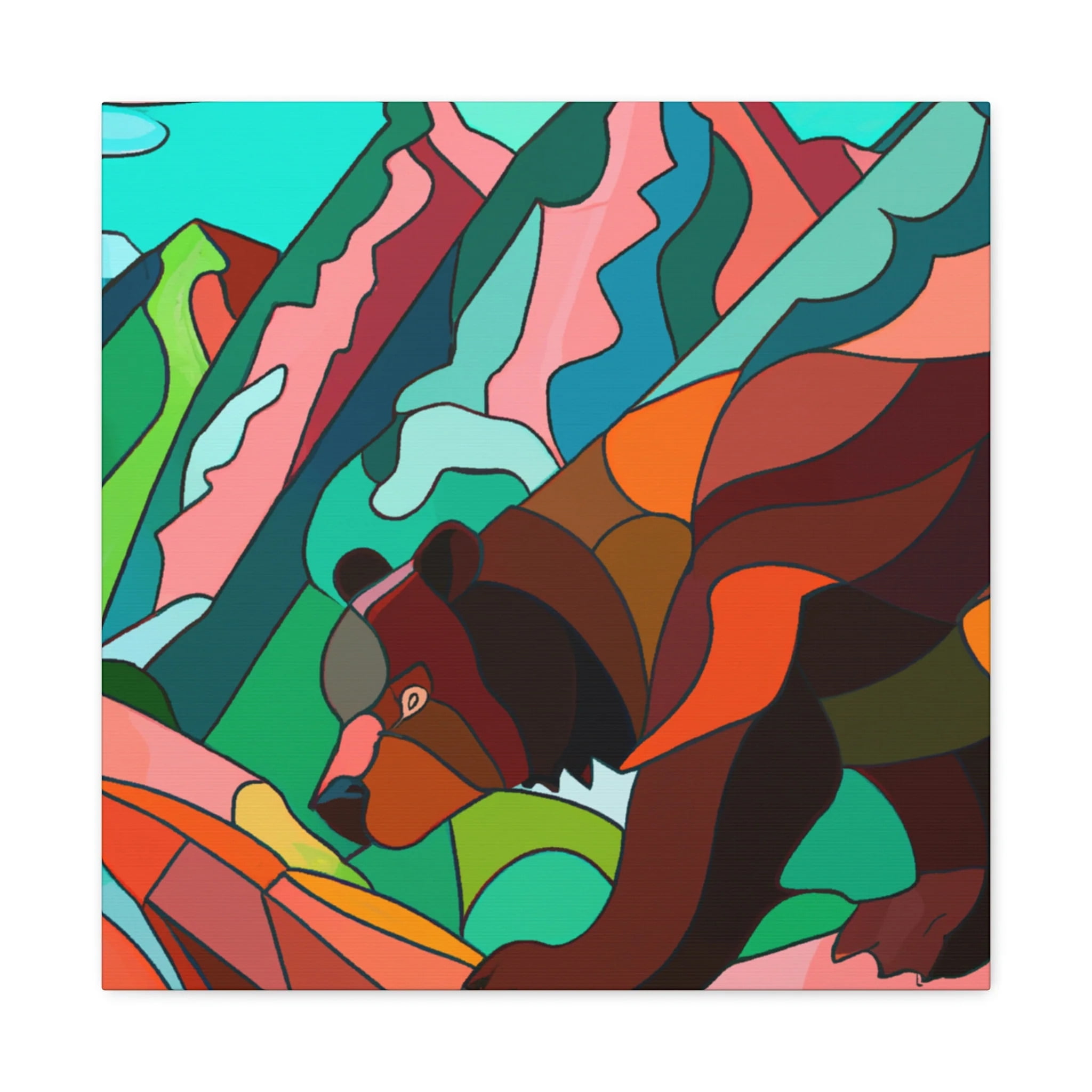 Brown Bear in Deco - Canvas - Walmart.com