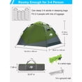 IC ICLOVER 3-4 Person Waterproof Pop Up Camping Tent, Automatic Setup ...