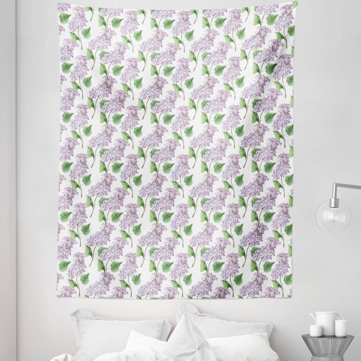 Lilac Tapestry, Watercolor Hand Drawn Style Aromatic Herbal Growth ...