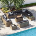 Clouddwell 15 Piece Patio Furniture Set with 44” Fire Pit Table Wicker ...
