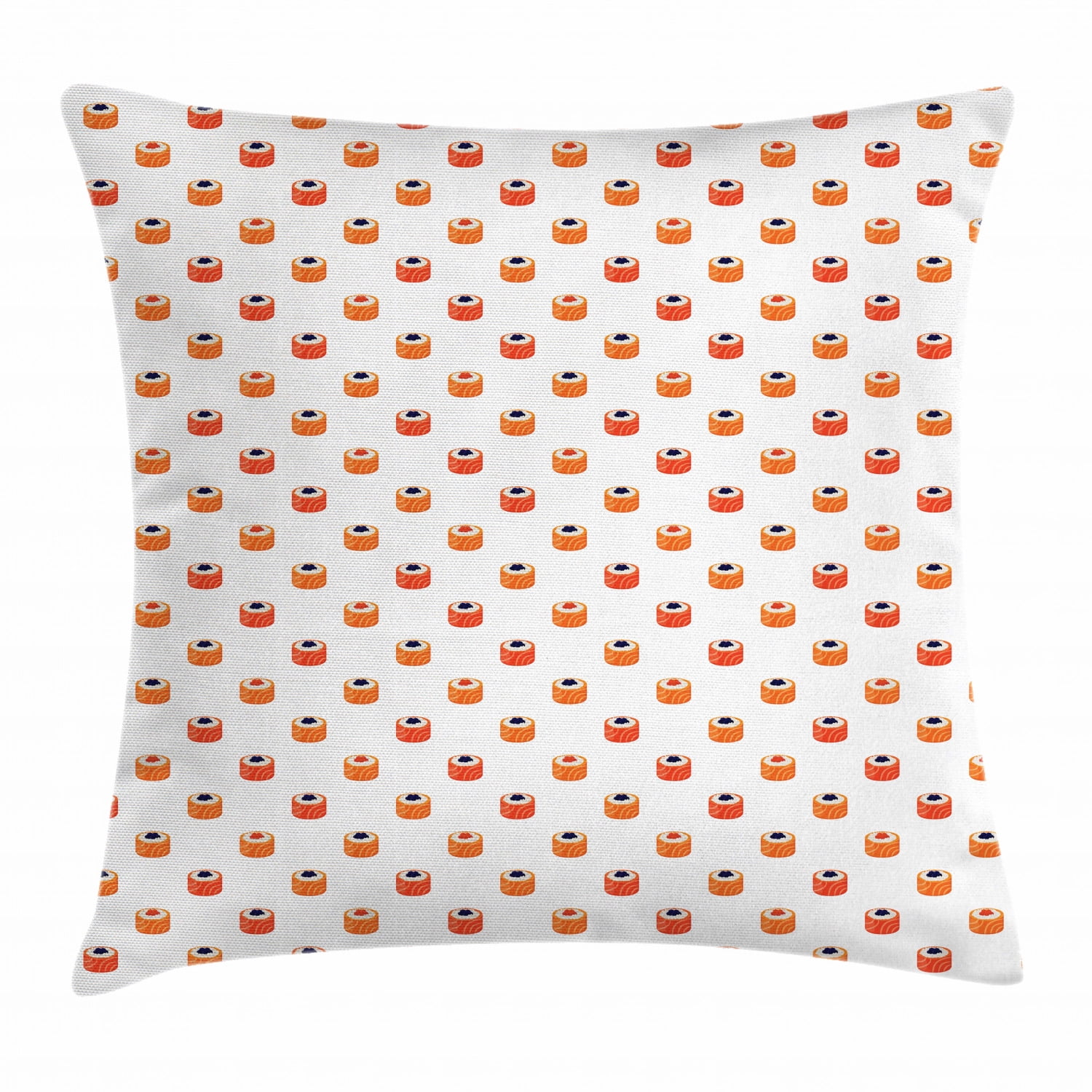 Sushi Throw Pillow Cushion Cover, Repeating Food Pattern Raw Fish and ...