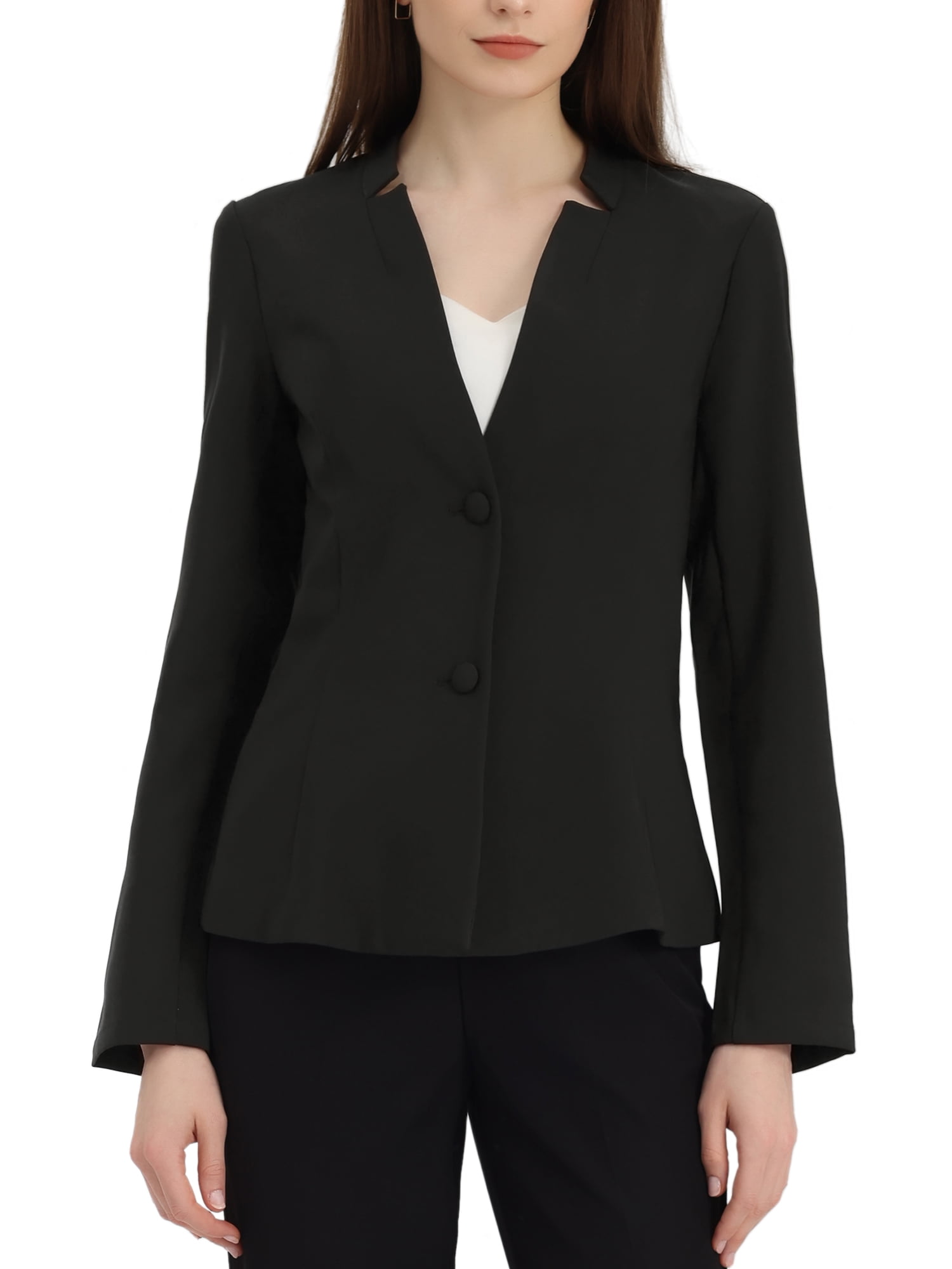 Allegra K Notched Collar Blazer for Women's Long Sleeve Two Buttons ...