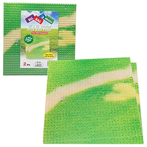 Brick Building Base Plate with Grassy Field Pattern - Large 10"x10 ...