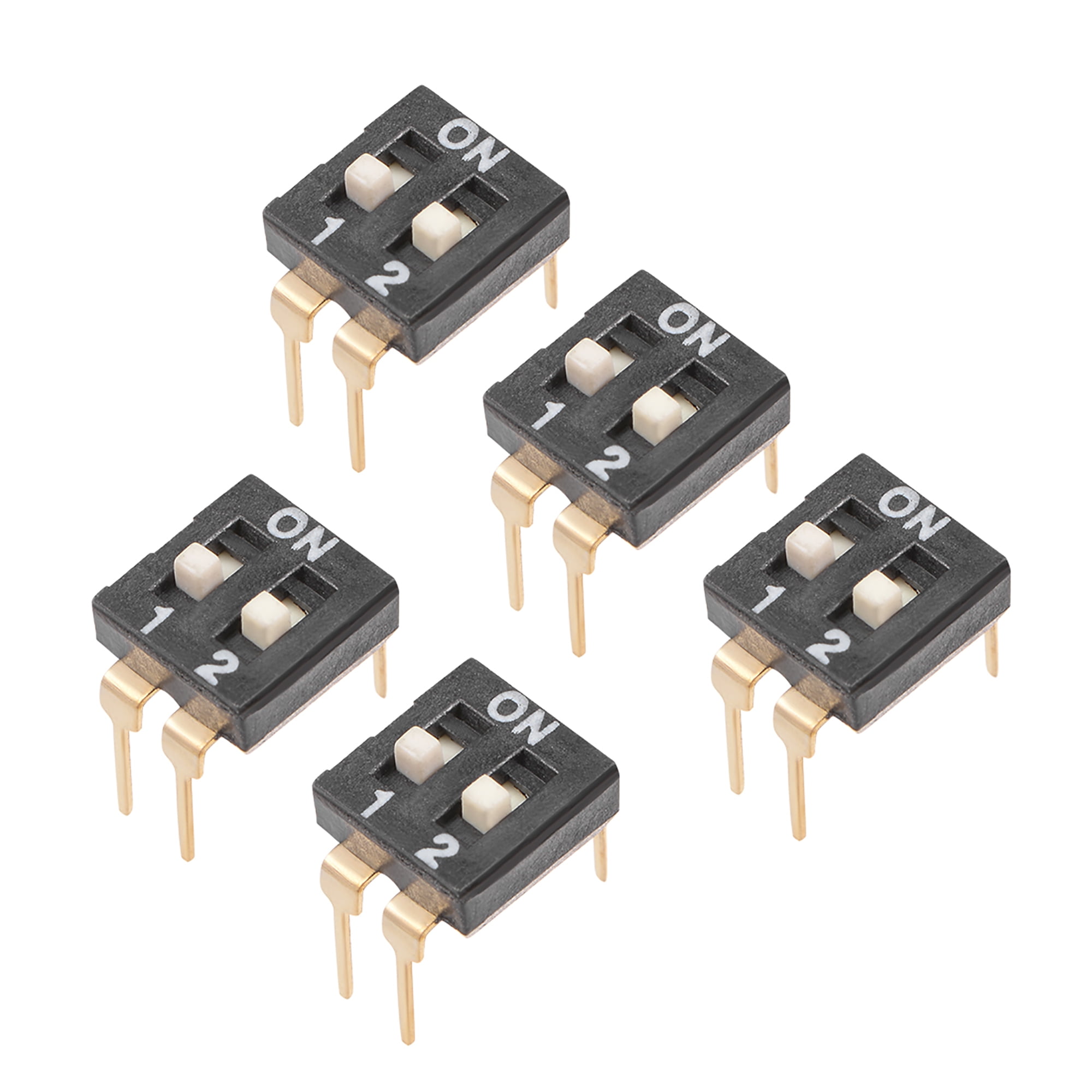 5Pcs Black DIP Switch Horizontal 1-2 Positions 2.54mm Pitch for Circuit ...