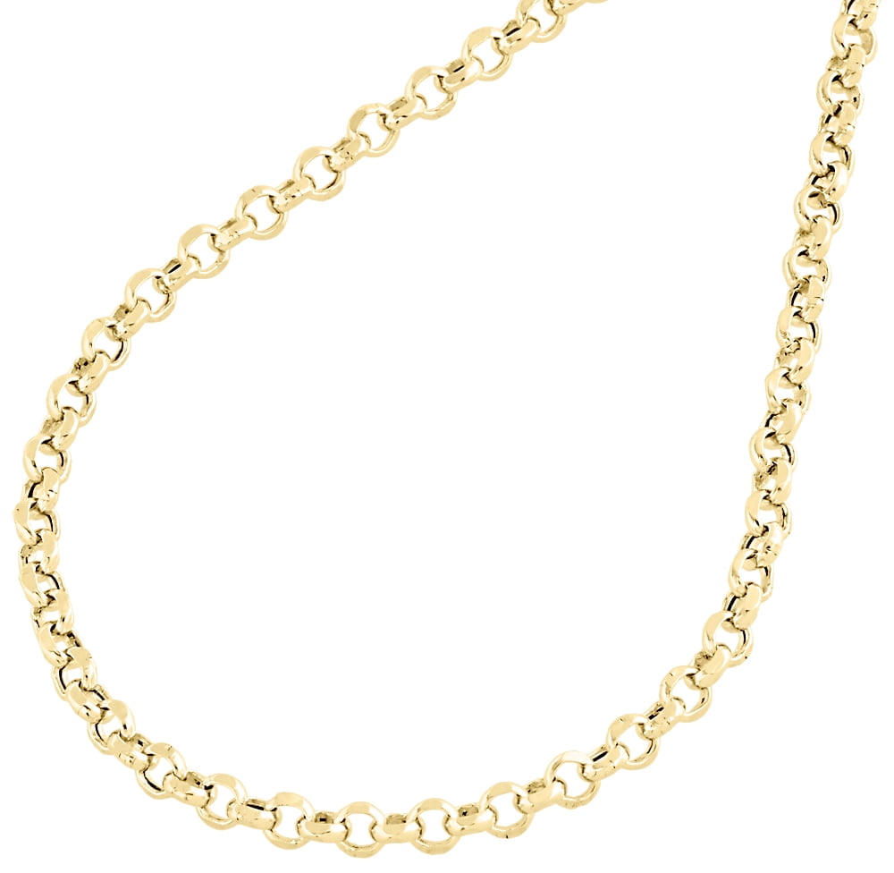 Real 10K Yellow Gold Open Circle Rolo Link Chain 3.35mm Necklace 30 ...