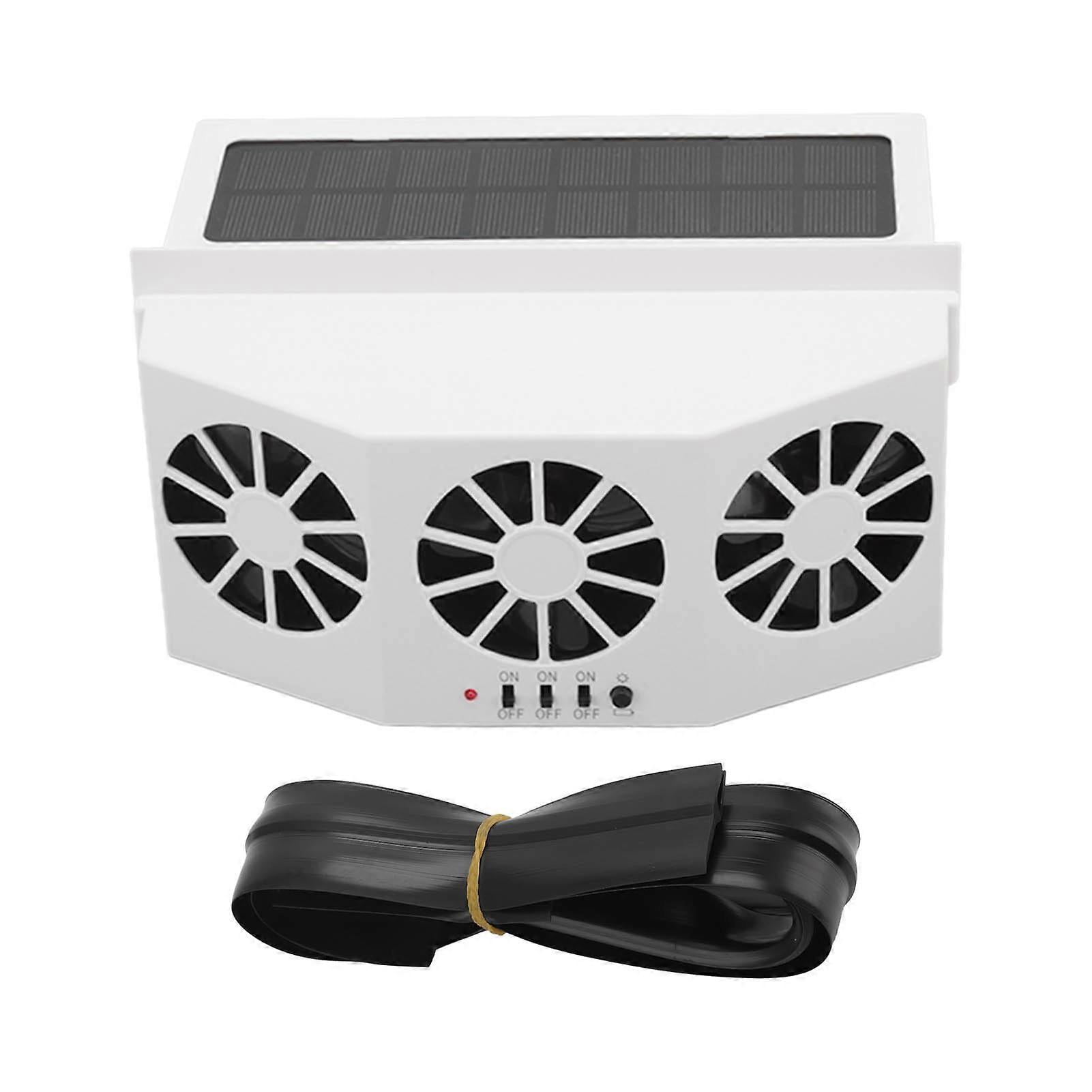 Solar Powered Car Fan, Wide Angle, 3 Fans, Deodorant, Energy Saving ...