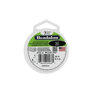 Beadalon 7 Strand Bead Stringing Wire, Standard Colors, Black .38mm ...