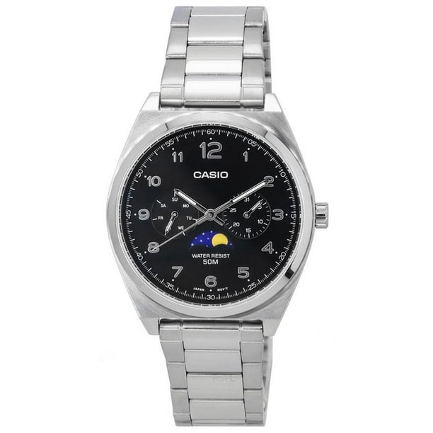 Casio Standard Analog Moon Phase Black Dial Quartz MTP-M300D-1A MTPM300D-1 Men's Watch - Walmart.com