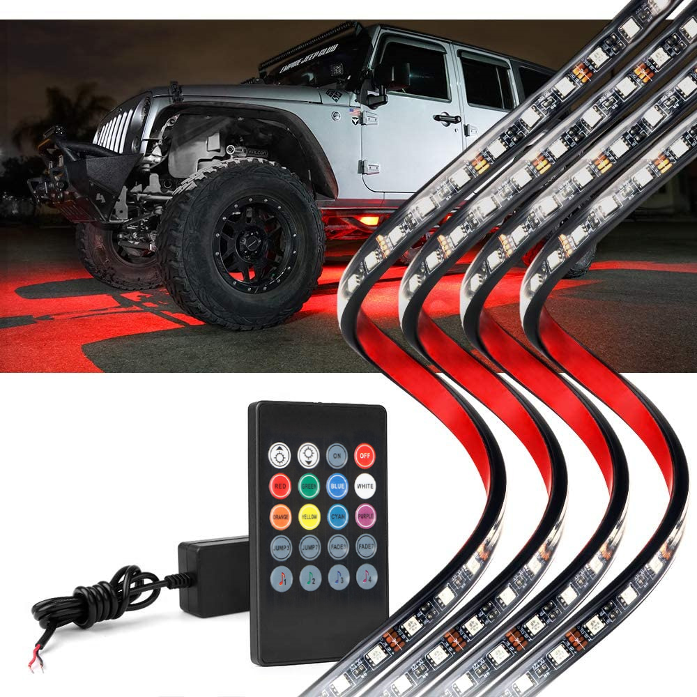 Buy 4pcs Waterproof RGB LED Under Car Tube Strip Underglow body Neon ...