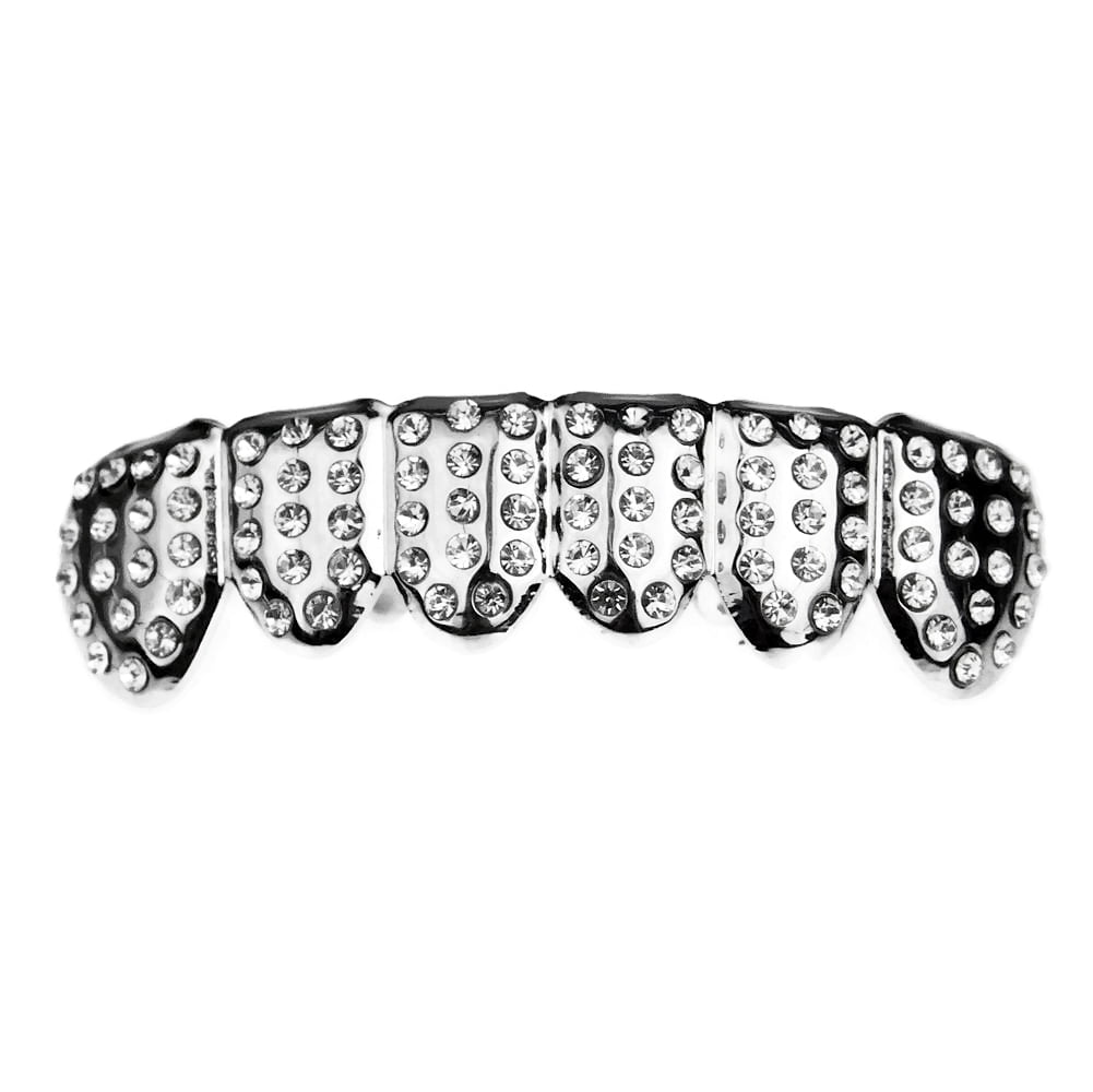 Bling Best Grillz Hip Hop Grills Bottom Silver Tone Teeth Slugs 6 Tooth ...