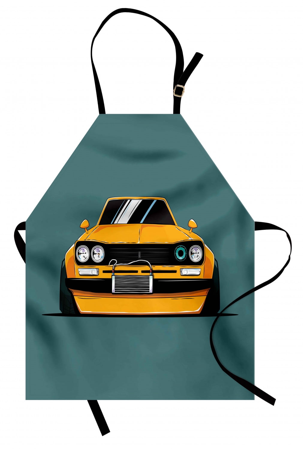 Race Car Apron, Front View of a Vintage Automobile with Charcoal Grey ...