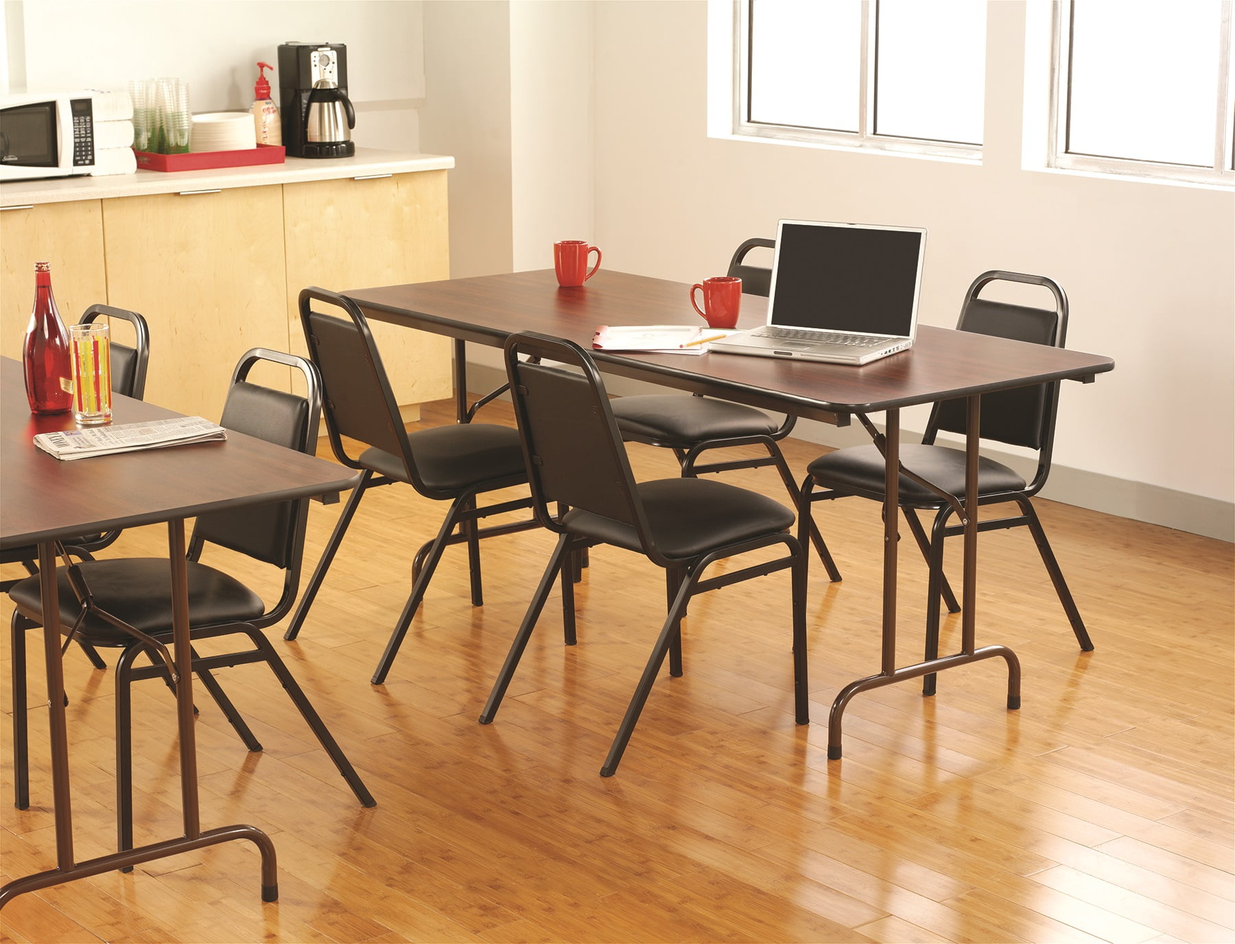 Alera Wood Indoor Outdoor Folding Table Rectangular 71.88w x 29.88d x 29.13h Mahogany