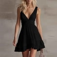 Avirosel Women's Casual Slim Solid Sleeveless Deep V Neck Cinched Waist ...
