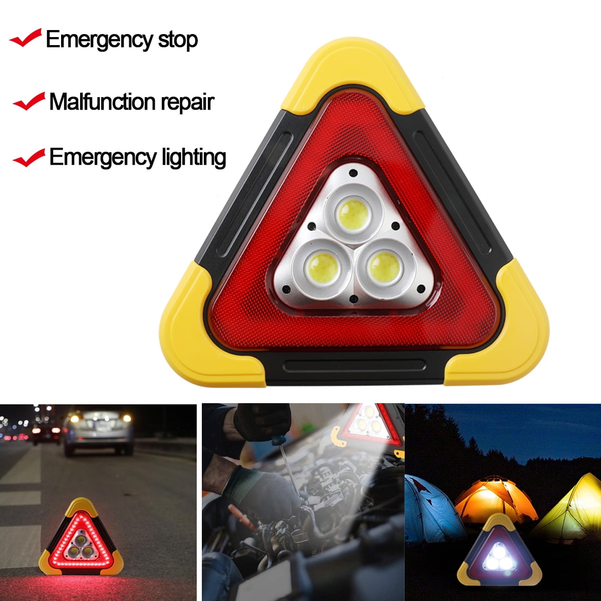 ECUTEE LED Triangle Emergency Light Portable Solar & USB Chargeable LED ...