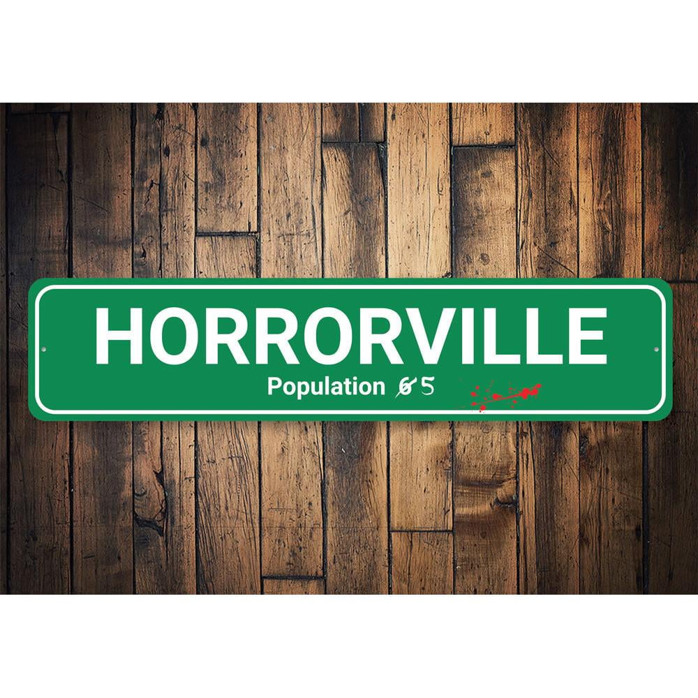 Horrorville Novelty Sign, Metal Wall Decor - 4x18 inches - Walmart.com