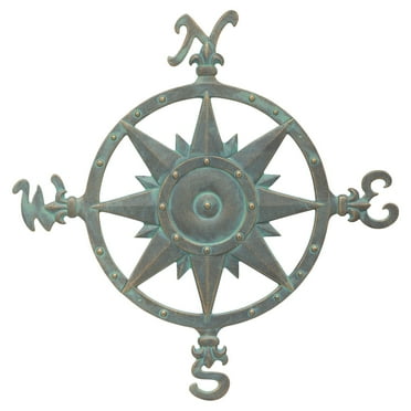 Rustic Cast Iron Rose Compass Nautical Beach House Wall Art/Outdoor ...
