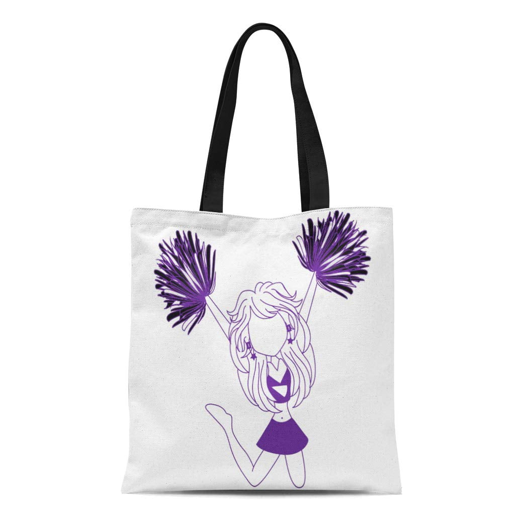 SIDONKU Canvas Tote Bag Born Cheering Cheerleaders Purple Cheer Popular ...