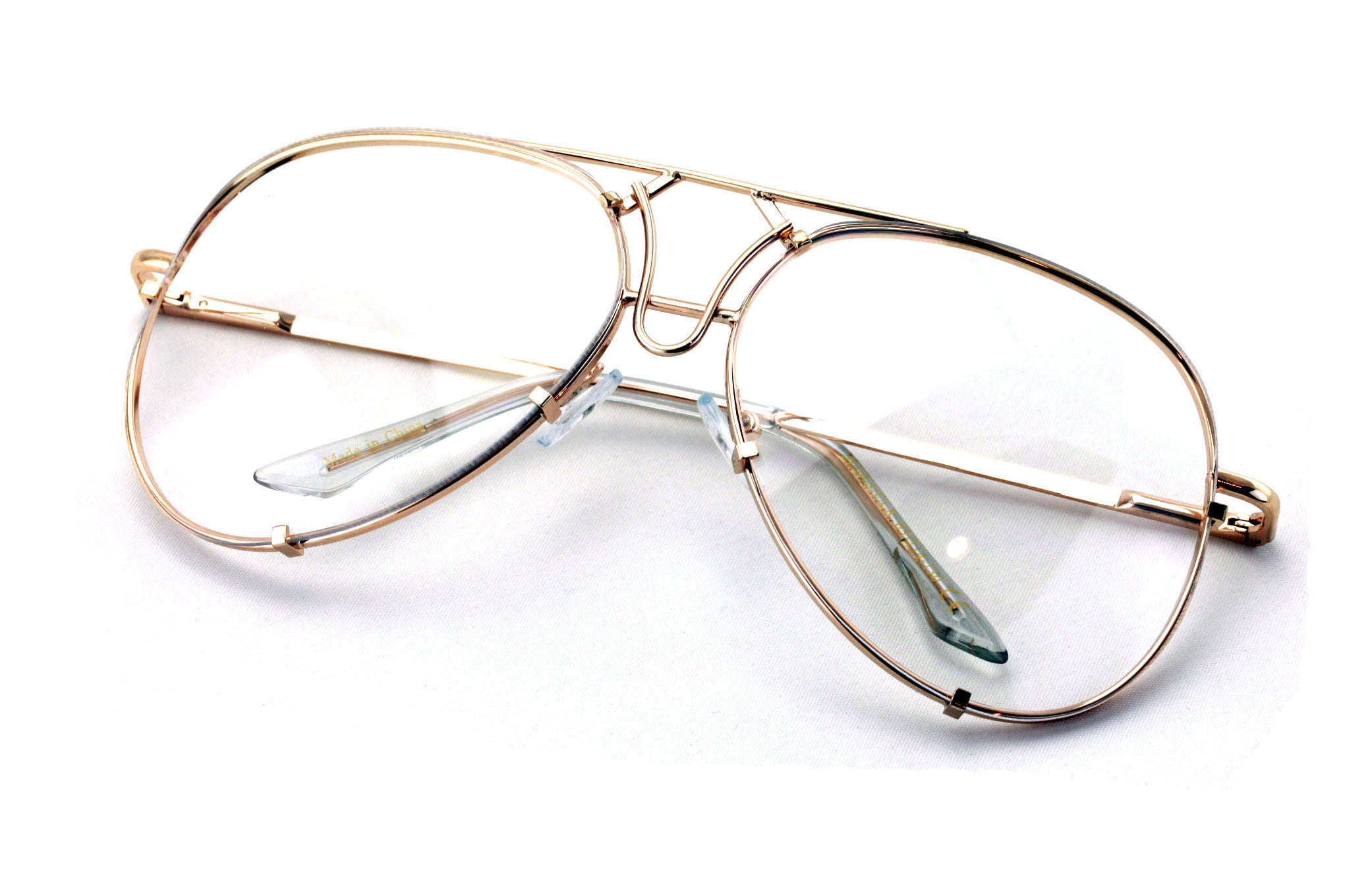 V.W.E. New Large Non-Prescription Premium Aviator Clear Lens Glasses ...