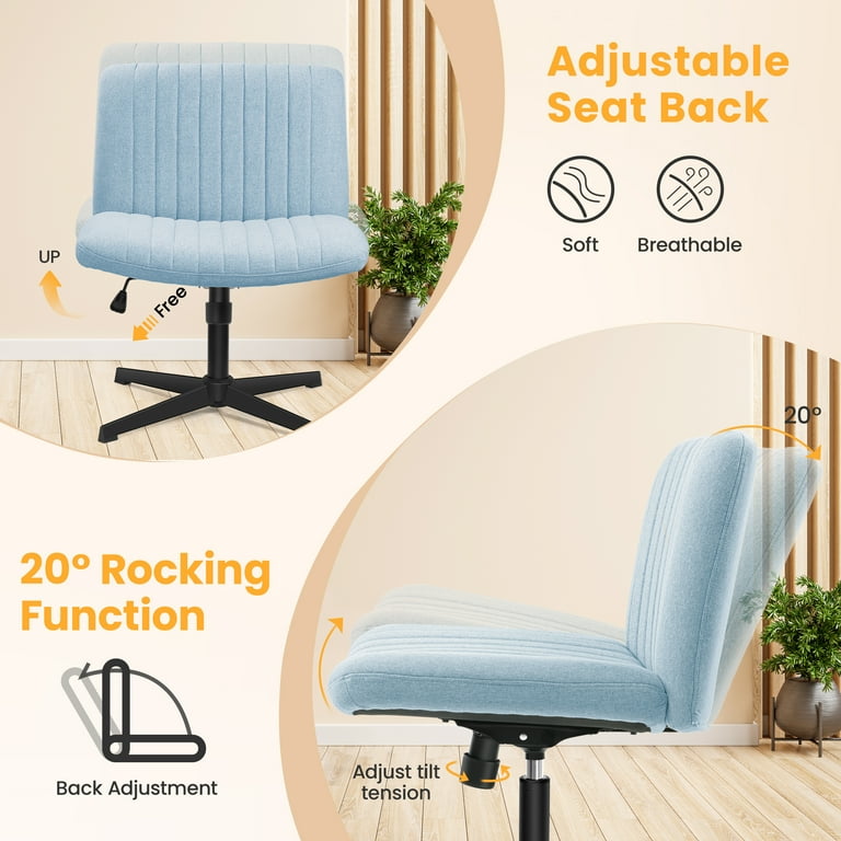 Coolhut Armless Office Chair Without Wheels Ergonomic Wide Seat Swivel Desk Chair with Height Adjustable Cross Legged Design Comfortable Computer