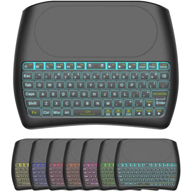 Mini Wireless Keyboard,D8 Mini Keyboard with Touchpad,Colorful Backlit ...