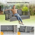 VINGLI 4 ft Outdoor Rattan Porch Swing, Patio Wicker Swing Bench Chair Support 800 lbs with ...