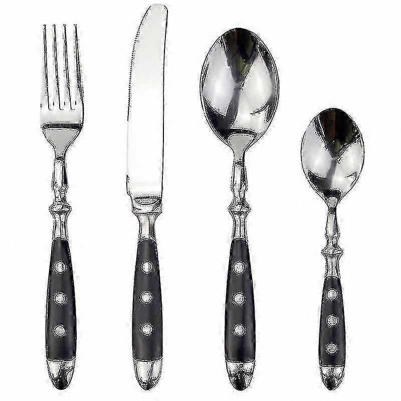 Stylish Resin Rivets Handle Cutlery Set Stainless Steel Silverware 4 ...