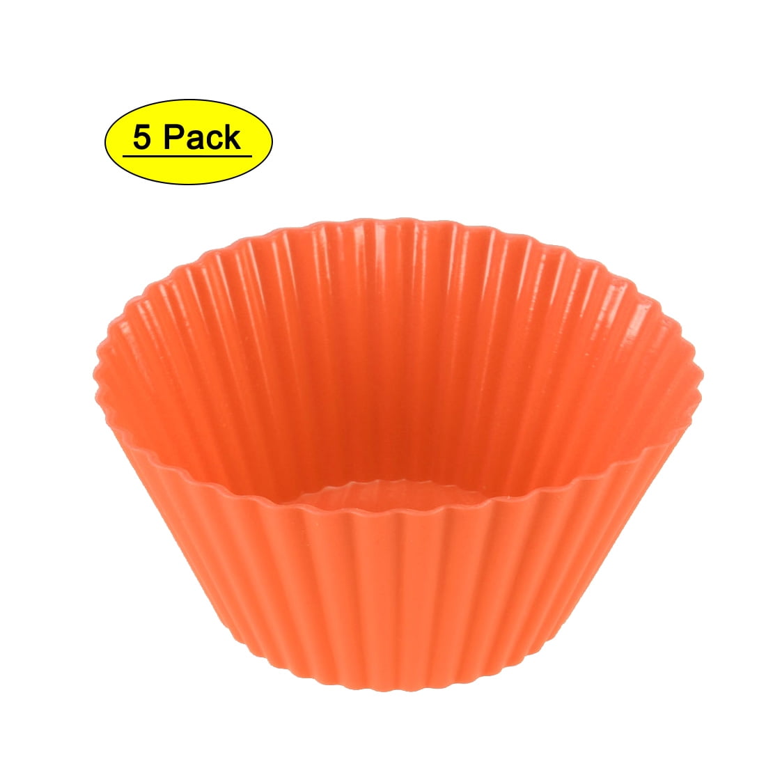 Uxcell Cupcake Liners Reusable Baking Cups Nonstick Silicone Orange ...