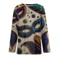 Fgvctg Mardi Gras Fall Shirts for Women Dressy Casual Crewneck Long ...