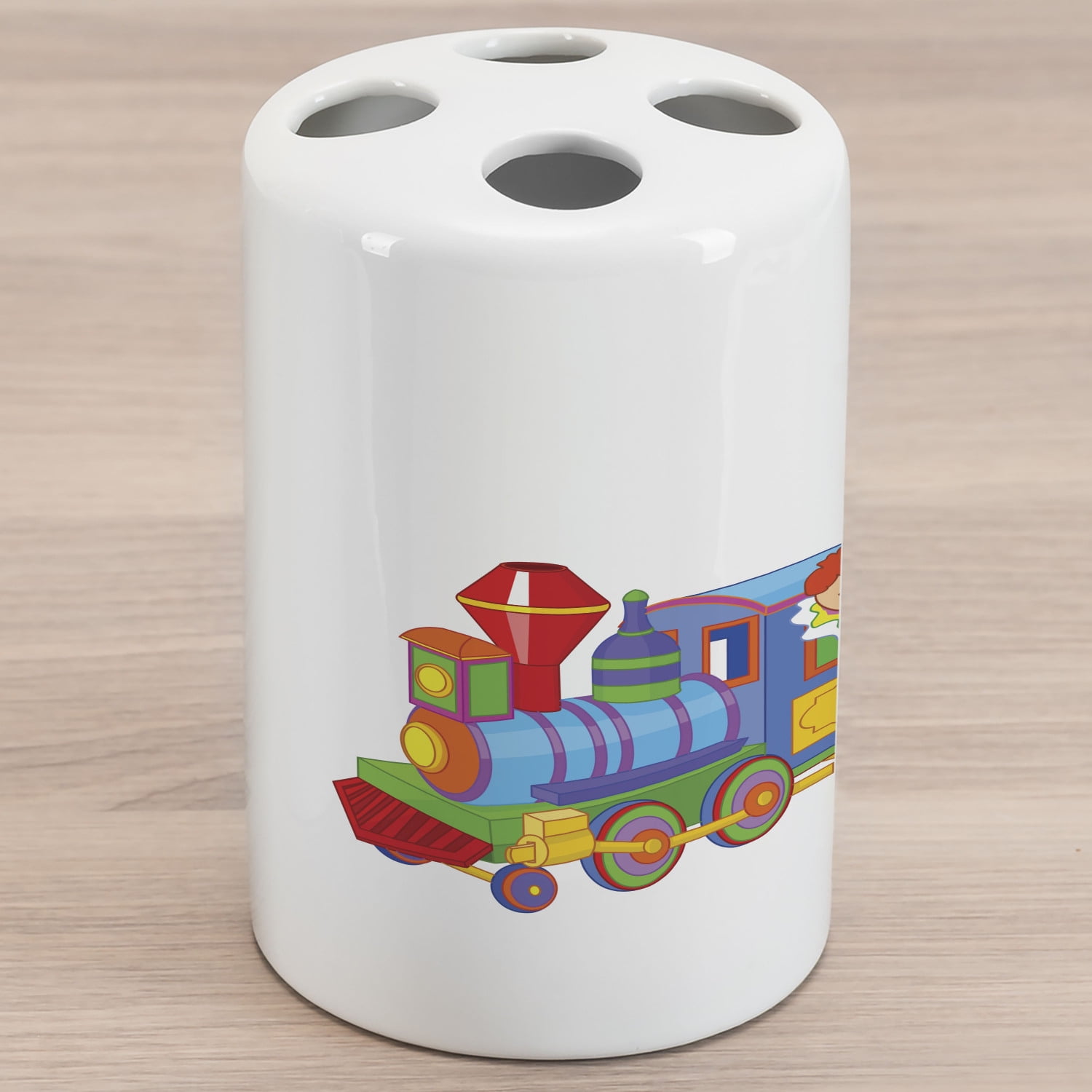 Cartoon Ceramic Toothbrush Holder, Clown Cat and Bunny Sitting in the ...