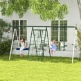 Swing Sets for Backyard, 5 in 1 Heavy-Duty Metal Swing Sets for Backyard with 2 Swings, Climbing ...