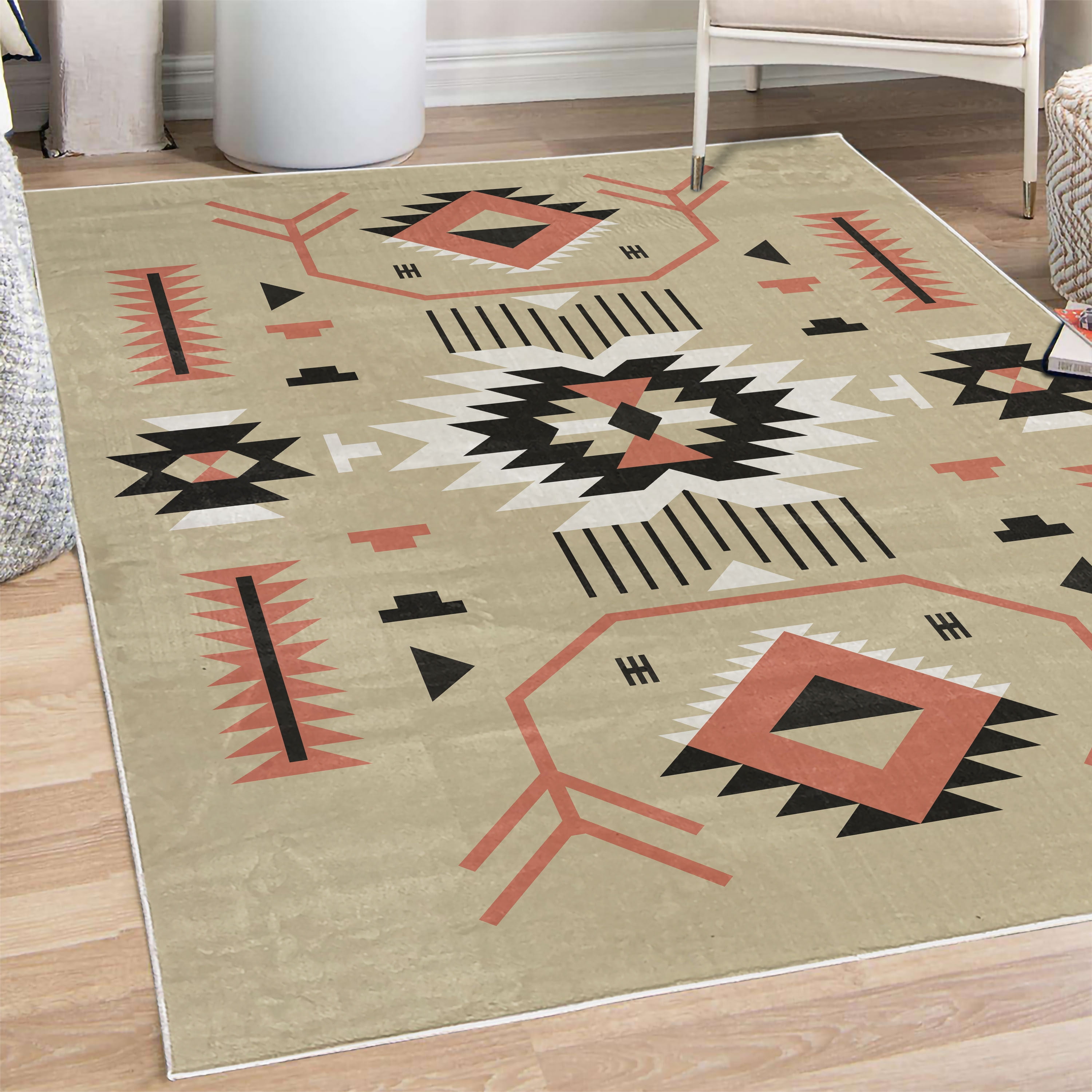 Southwestern Decorative Rug, Ethnic Illustration of a Zigzags Design ...